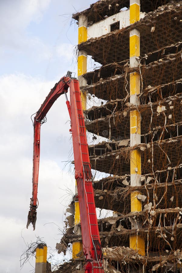 Demolition Going on in Large Building Stock Photo - Image of break ...