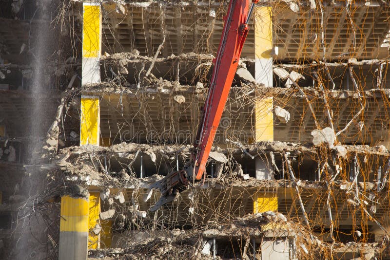 Demolition Going on in Large Building Stock Photo - Image of dust ...