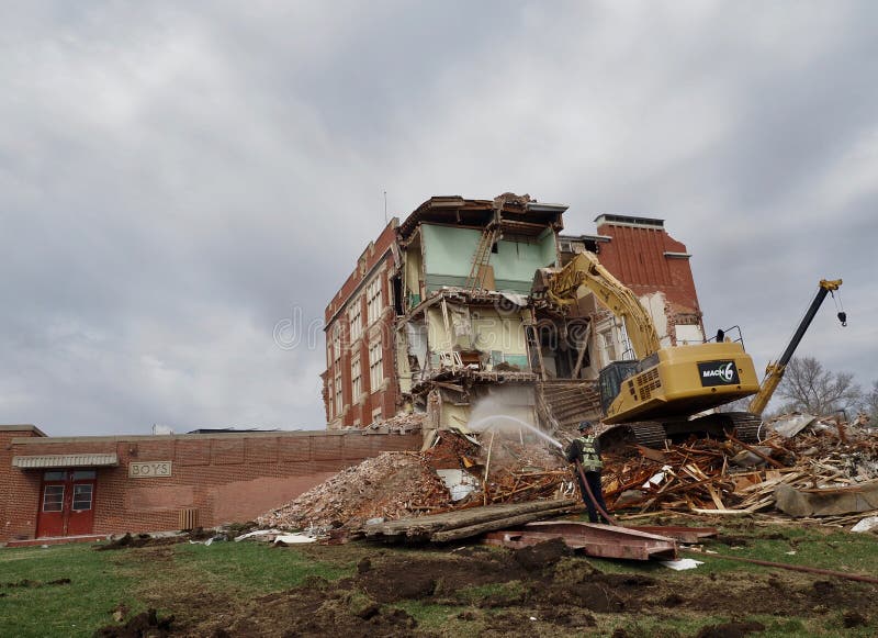 School demolition 1 editorial photo. Image of backhoe - 21330946
