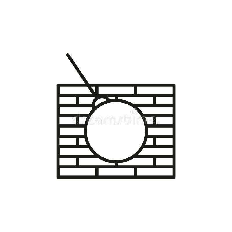Demolition Icon Flat Line Symbol Set Stock Illustration - Illustration ...