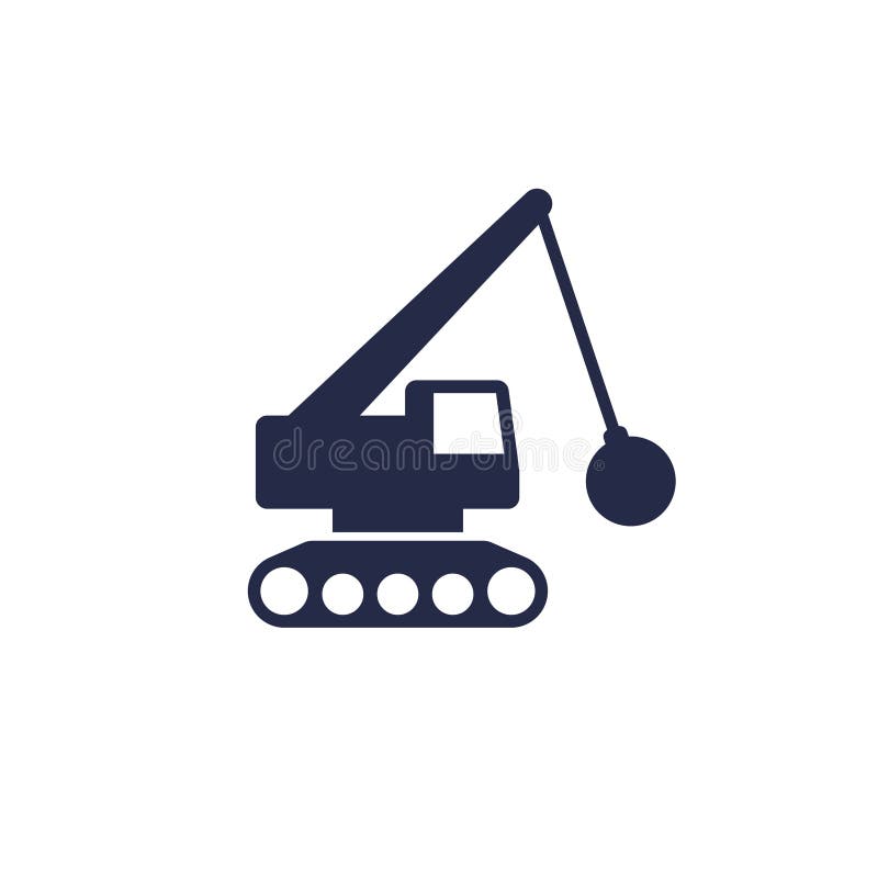 Demolition Machine Icon with a Wrecking Ball Stock Vector ...