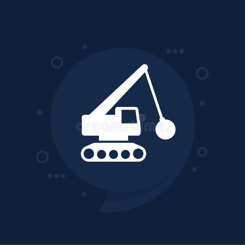 Demolition Machine with a Wrecking Ball Icon Stock Vector ...