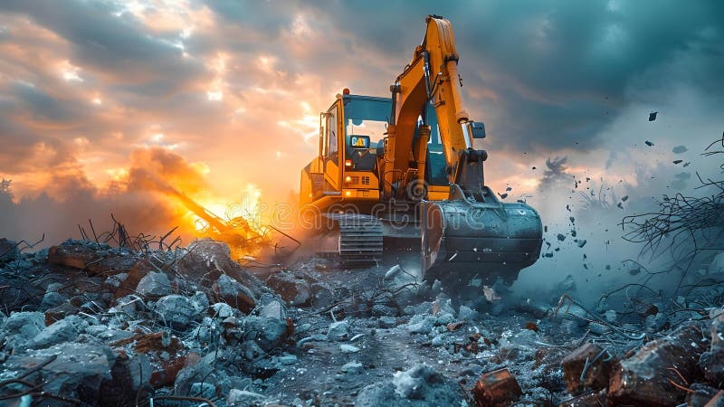 Demolition Machines Create Noise Recycle Materials And Control Dust