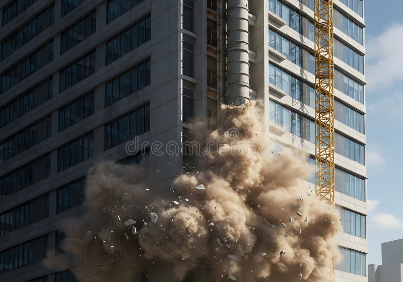 Demolition of Modern High Rise Building Stock Illustration ...