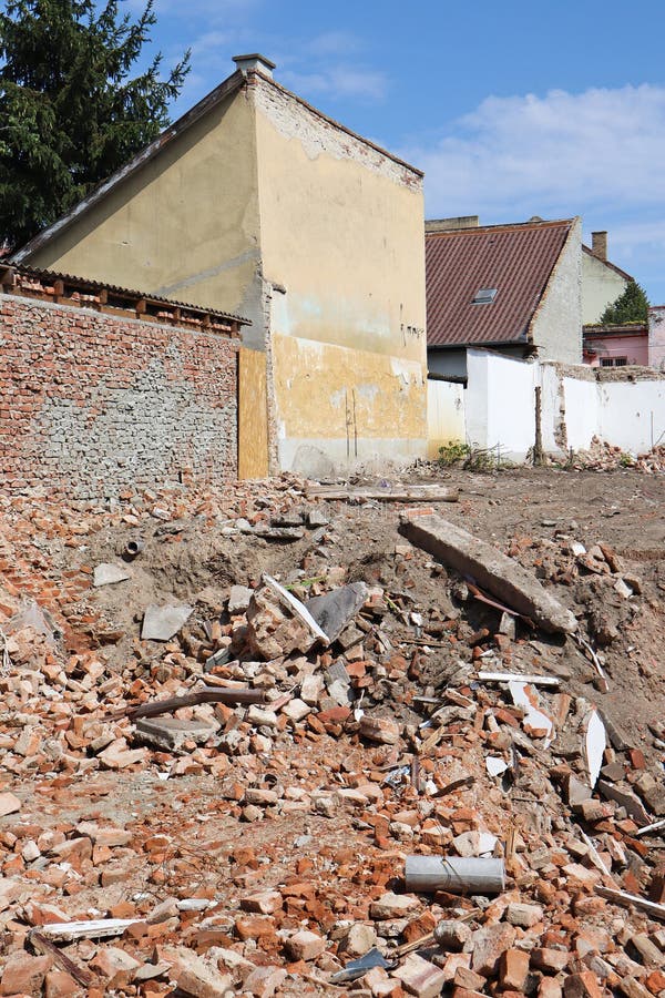 Demolition of an Old Brick House Stock Image - Image of demolition ...