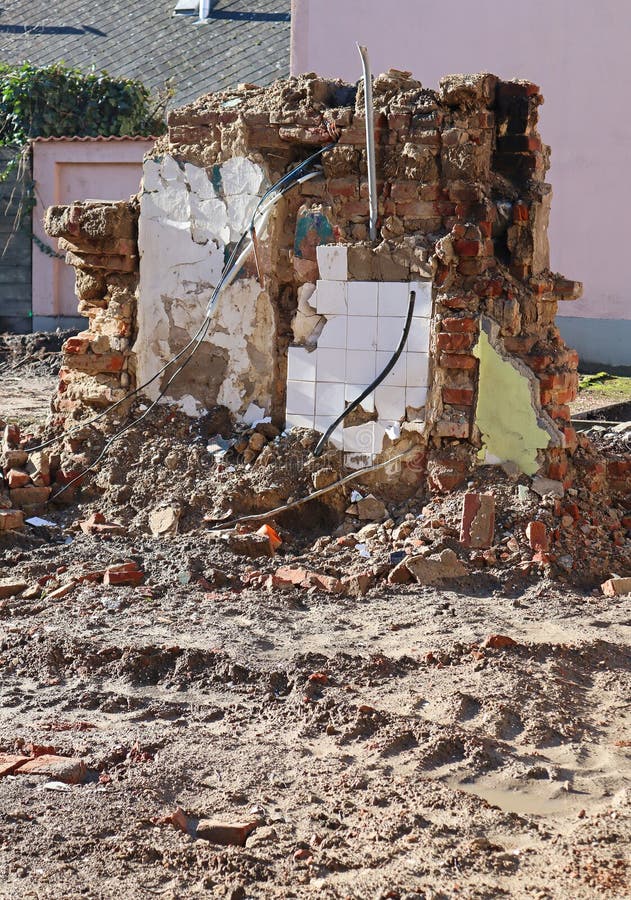 Demolition of an Old Brick House Stock Image - Image of people, europe ...
