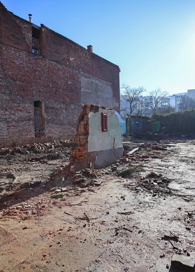 Demolition of an Old Brick House Stock Photo - Image of construction ...