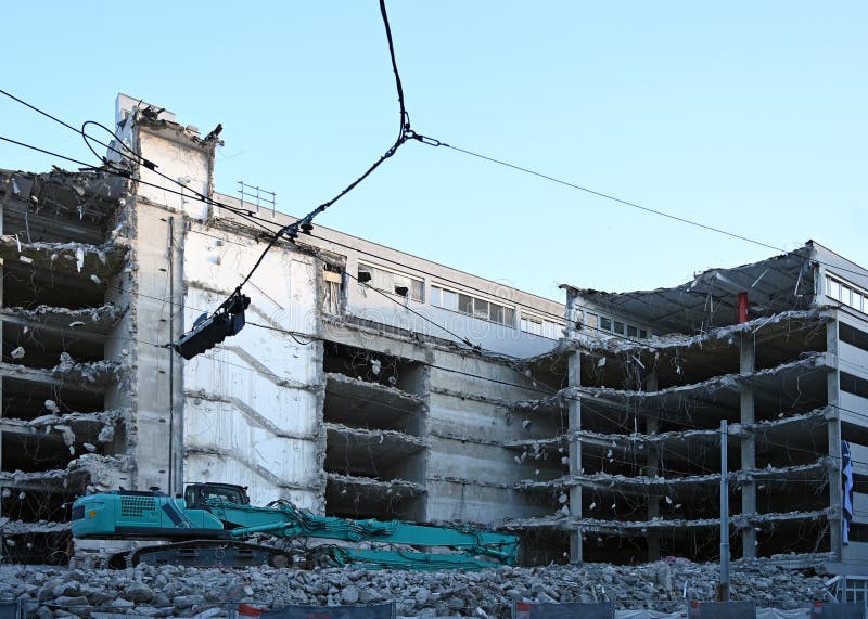 Demolition of an Old Building Construction Site Stock Photo - Image of ...
