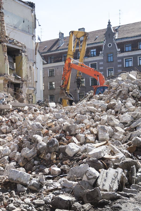 Demolition of an Old Building Stock Photo - Image of disassemble ...