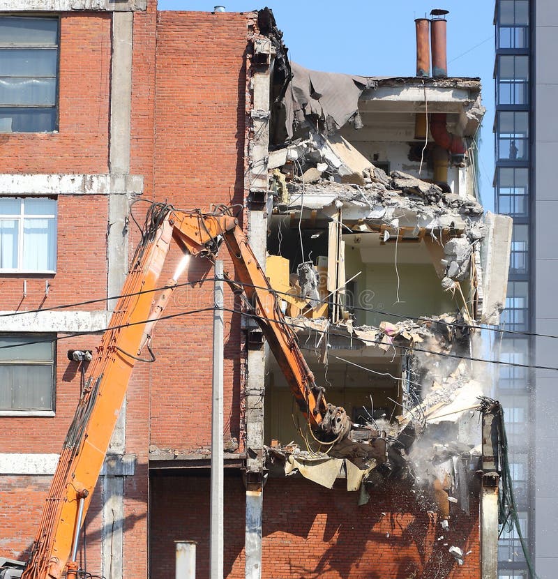 Demolition of the Old Building with Special Equipment Stock Image ...
