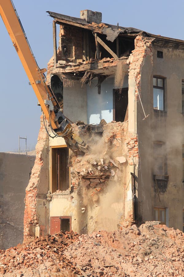 Demolition of the Old Building in the Town Stock Image - Image of scene ...