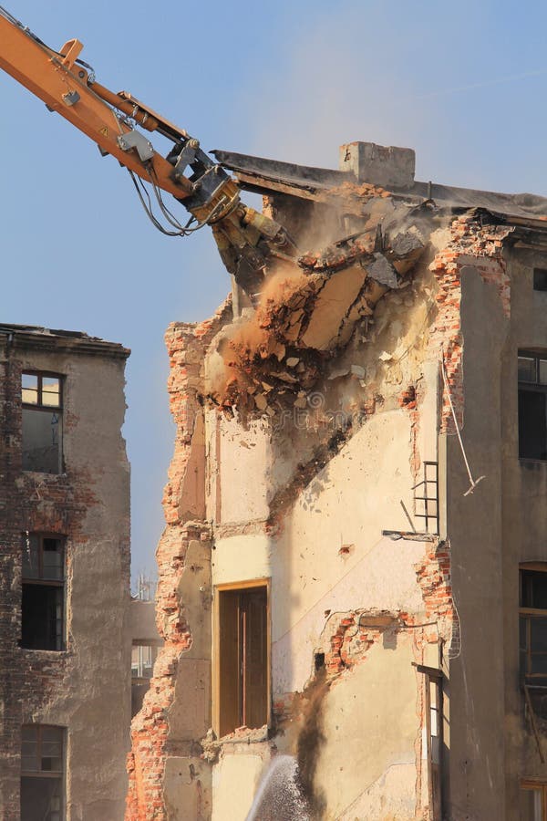 Demolition of the Old Building in the Town Stock Image - Image of ...
