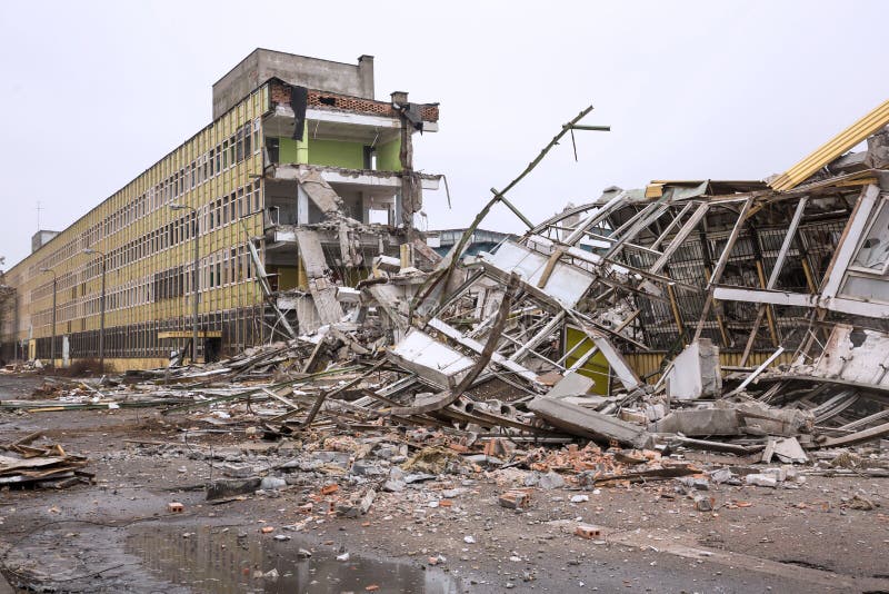 Demolition of the Old Factory Building Stock Image - Image of ...