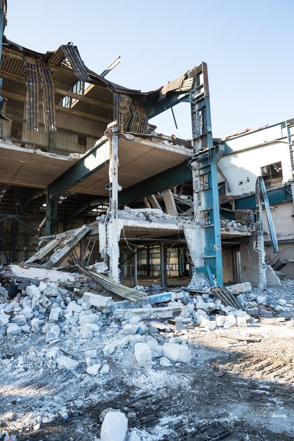 Demolition of the Old Factory Building - Poland Stock Photo - Image of ...