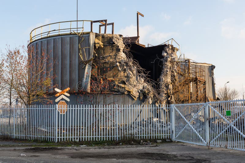 Demolition of an Old Factory Building. Stock Image - Image of ...