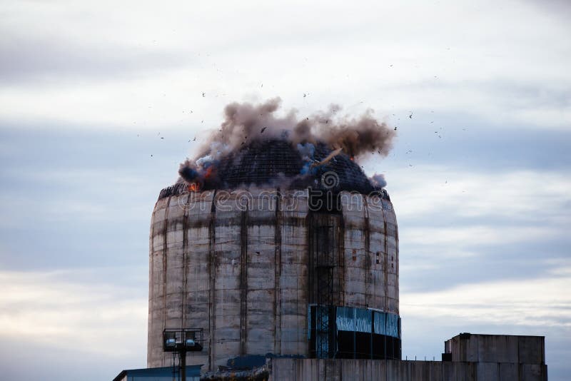 Demolition of Old Industrial Building by Exploding Dynamite Stock Image ...