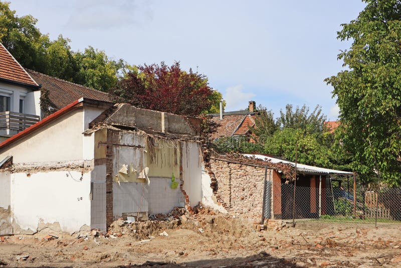 Demolition of an Old Ruined Building in the City Stock Photo - Image of ...