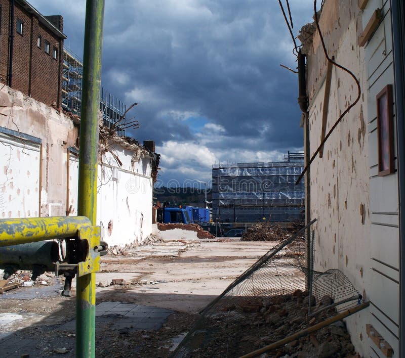 Demolition in Progress stock image. Image of scaffolding - 5592913