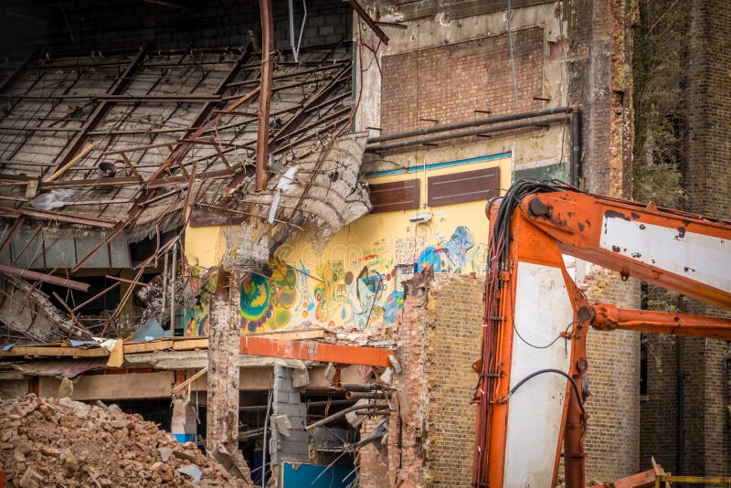 Demolition in progress stock image. Image of demolished - 54802793