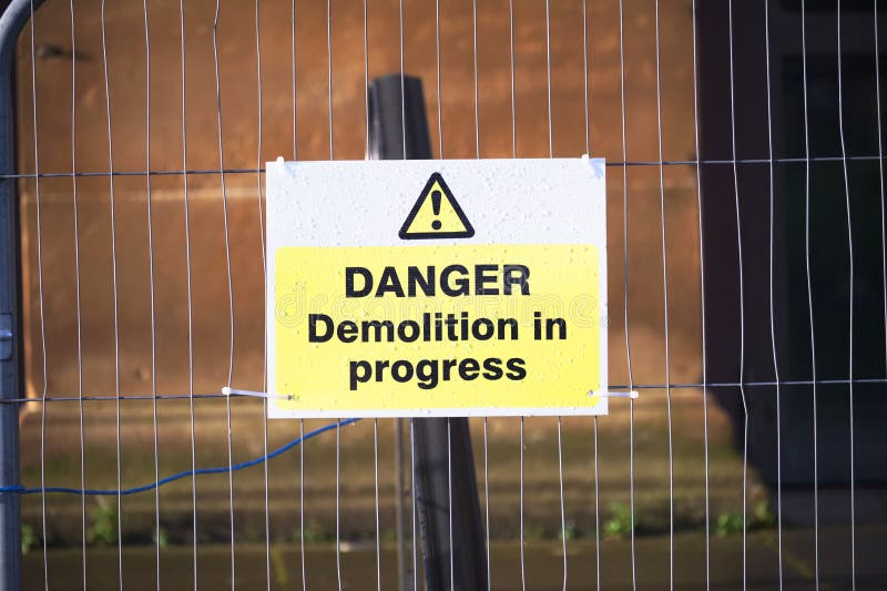 Demolition Site Building Collapse Hazard Danger Sign Stock Photo ...