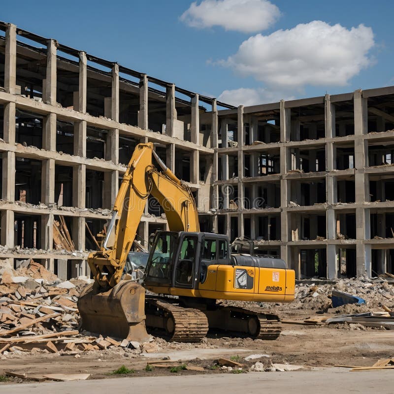 Demolition and Rebuilding Site with Partially Demolished Structures and ...