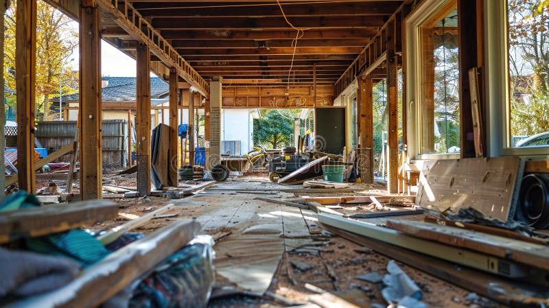 Demolition and Renovation of a Home Stock Illustration - Illustration ...