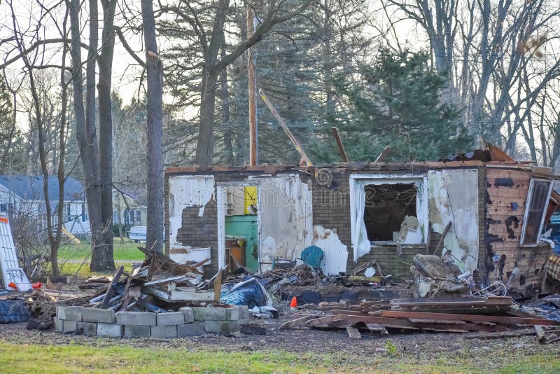Demolition of a Shack Tear Down Stock Photo - Image of process, lumber ...