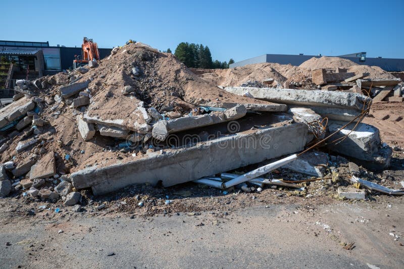 Demolition Site Material Pile Outdoors Stock Image - Image of grey ...
