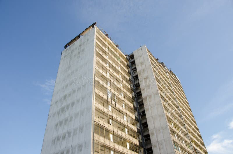 Demolition skyscraper. stock image. Image of dust, aggregate - 56765187