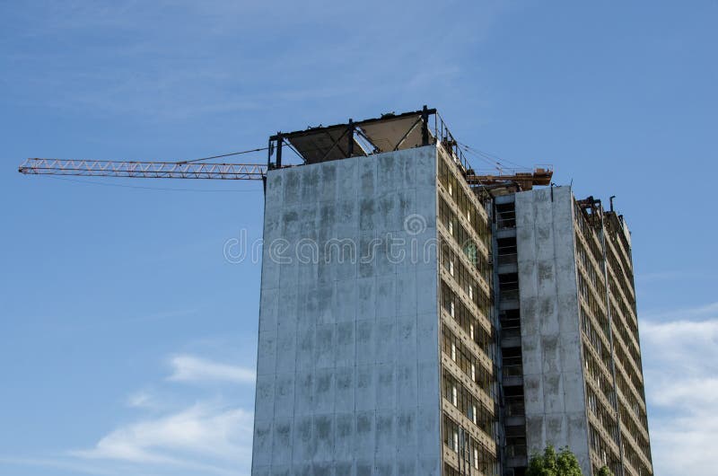 Demolition skyscraper. stock photo. Image of garbage - 82101580