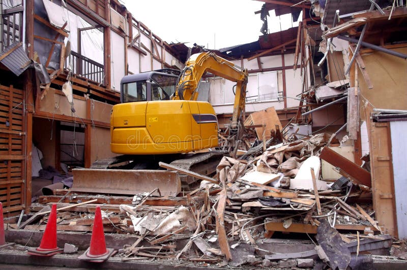 Demolition stock photo. Image of shovel, wood, debris - 73454906