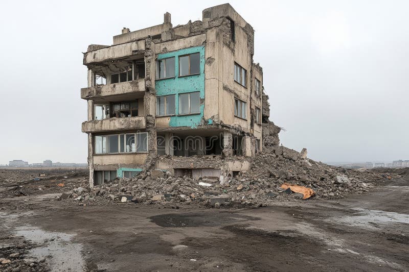 The Demolition Team Tore Down the Building on a Spring Day Stock Photo ...
