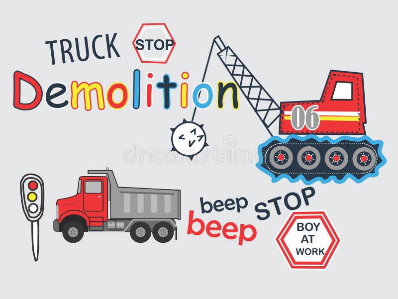 Demolition Trucks Print Vector Art Stock Vector - Illustration of ...