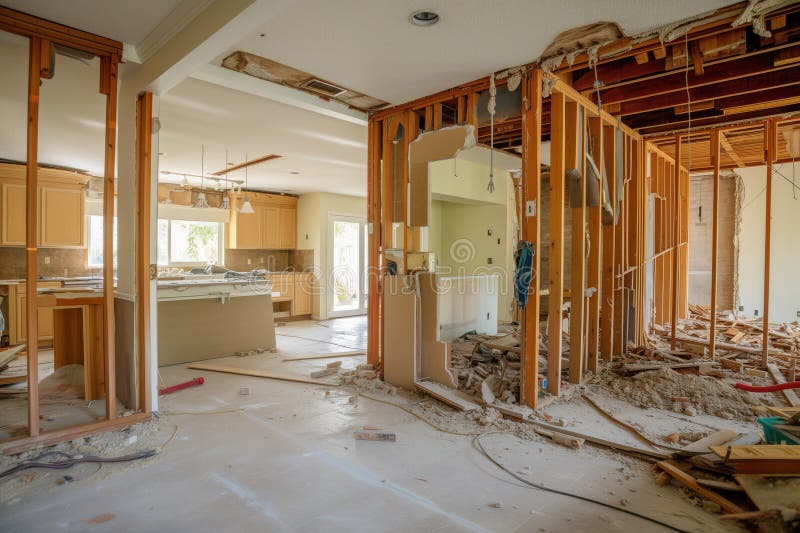 Demolition of Wall To Create an Open Floor Plan in Home Renovation ...