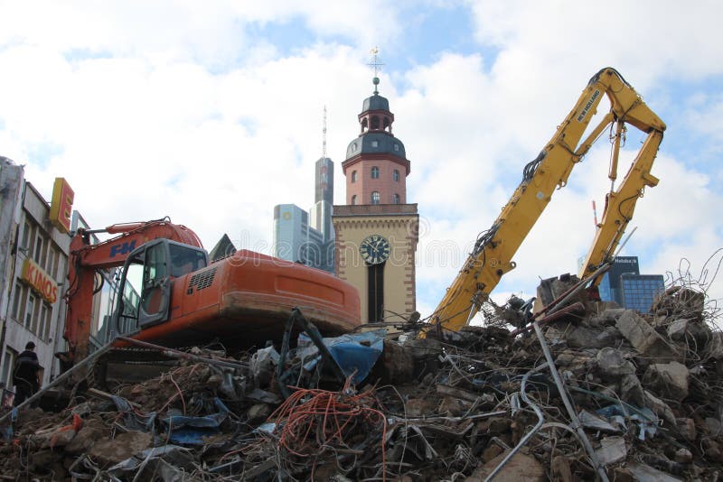Demolition work stock image. Image of debris, blue, construction - 7401769