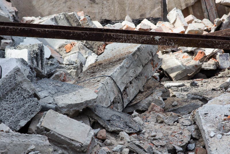 Demolition Work Background - Construction Waste and Debris Stock Photo ...