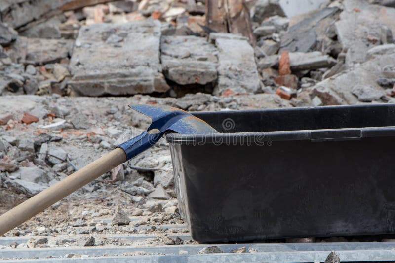 Demolition Work Background - Construction Waste and Debris Stock Photo ...