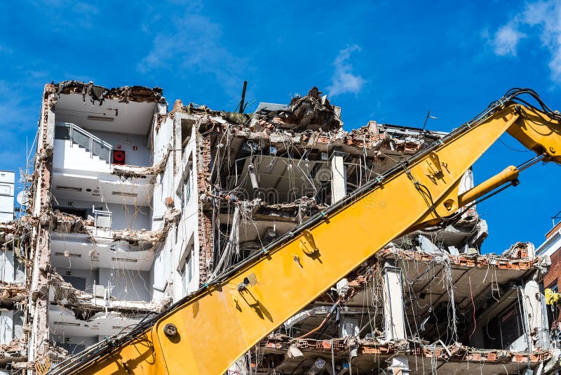 Demolition Work of Office Building Stock Image - Image of demolishing ...