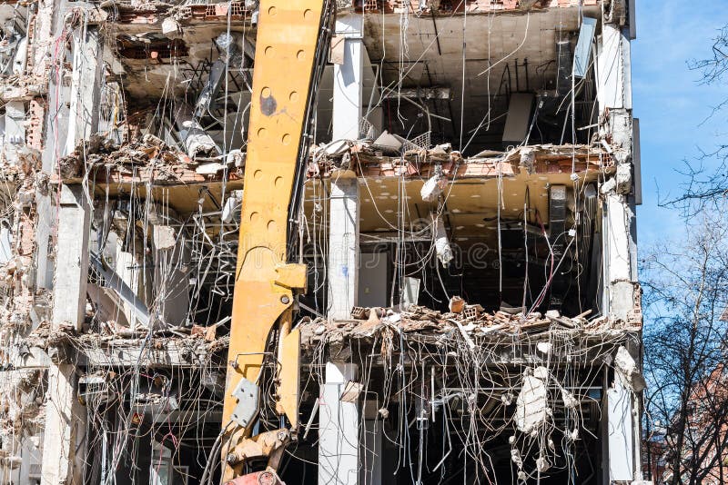 Demolition Work of Office Building Stock Image - Image of demolish ...