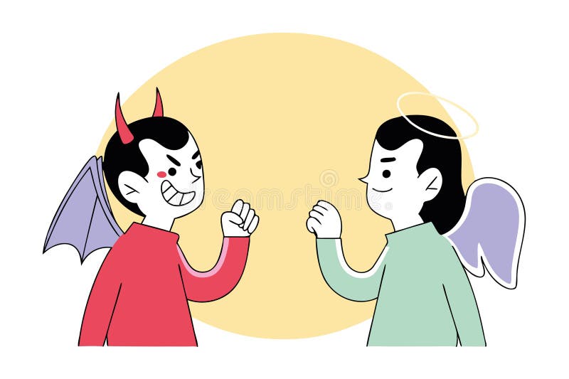 Demon and Angles Characters. Good and Evil Concept Design Stock Vector ...