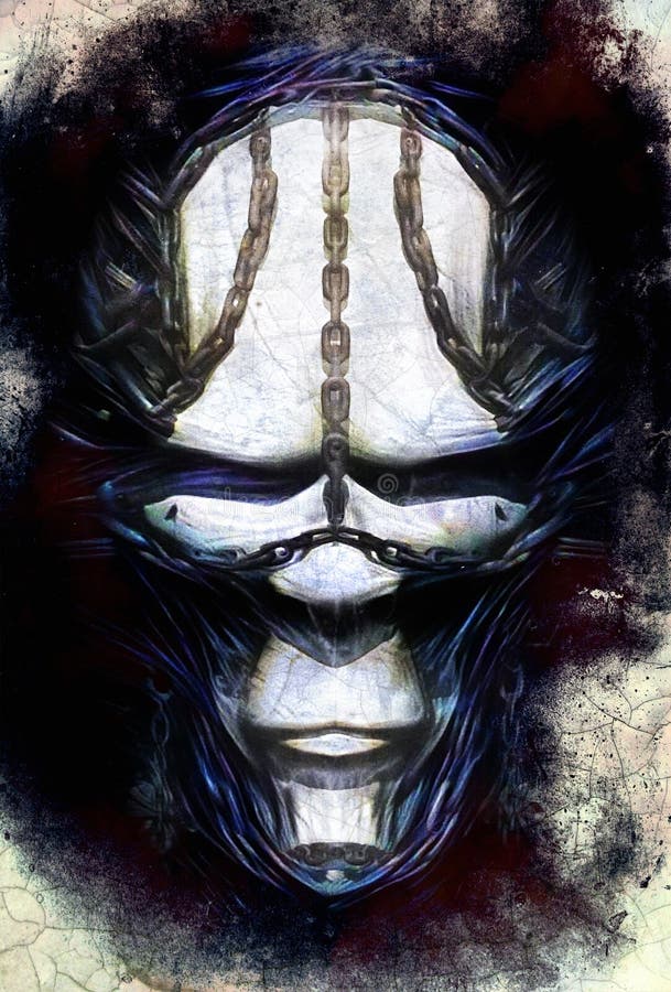 Red Devil in chains stock vector. Illustration of wing - 25651920