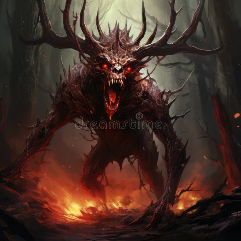 Demon the Degenerate: a Dark and Fiery Creature of Nature Stock ...