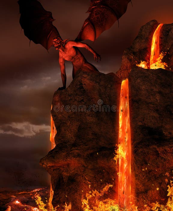 Demon Devil Flames of Hell stock illustration. Illustration of catholic ...