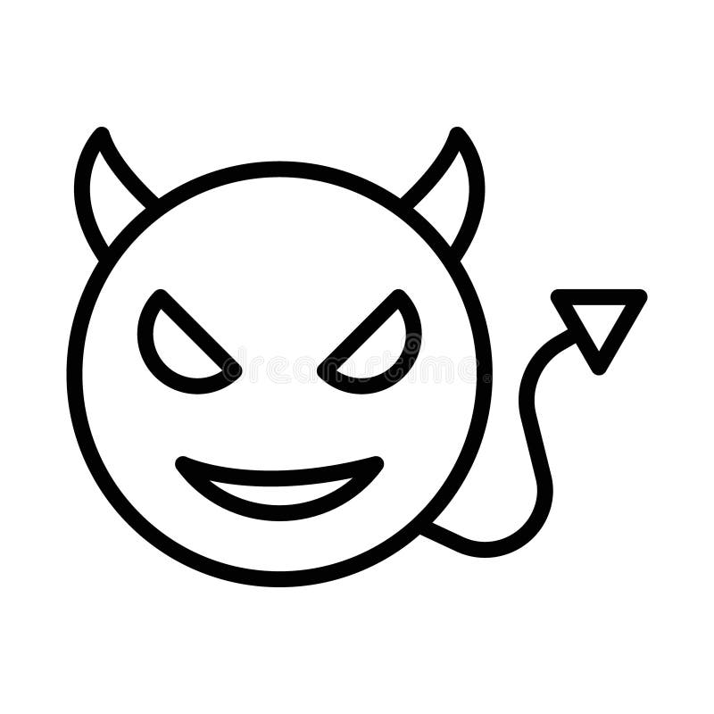 Demon Devil Icon Linear Logo Mark in Black and White Stock Vector ...