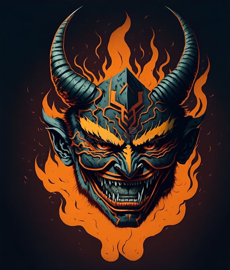 Demon or Devil Mask. Illustration Created Using Artificial Intelligence ...