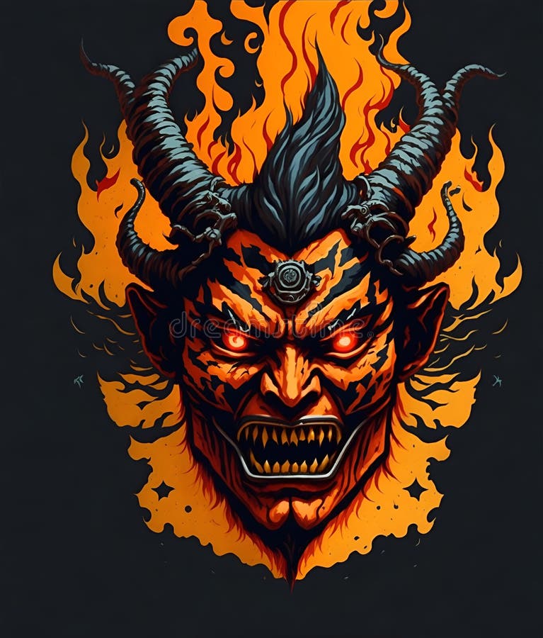 Demon or Devil Mask. Illustration Created Using Artificial Intelligence ...