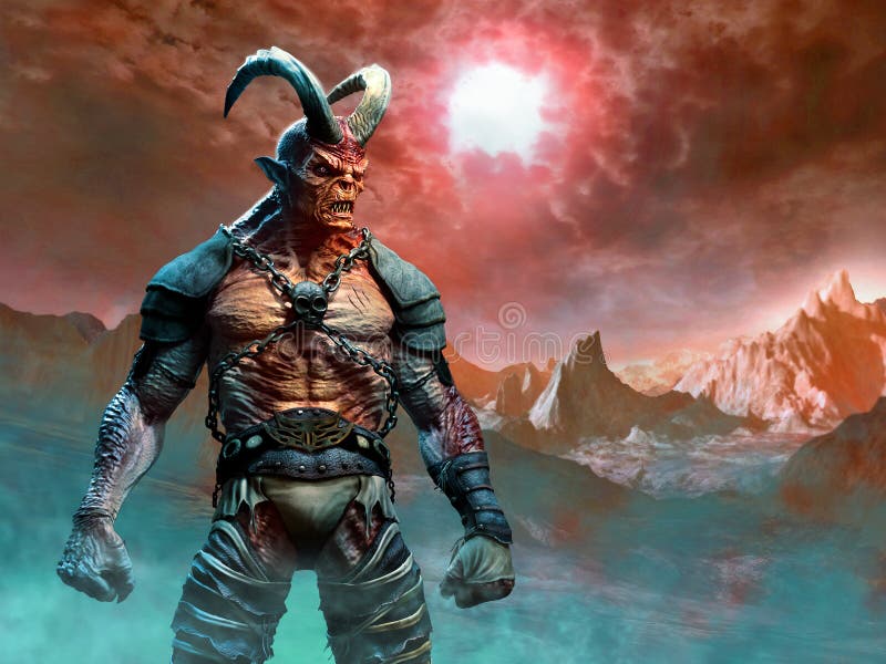 Demon or Devil Scene 3D Illustration Stock Illustration - Illustration ...
