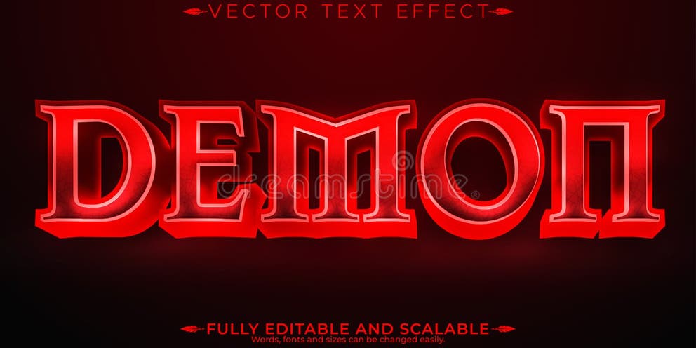 Demon Editable Text Effect, Dead and Scary Text Style Stock Vector ...