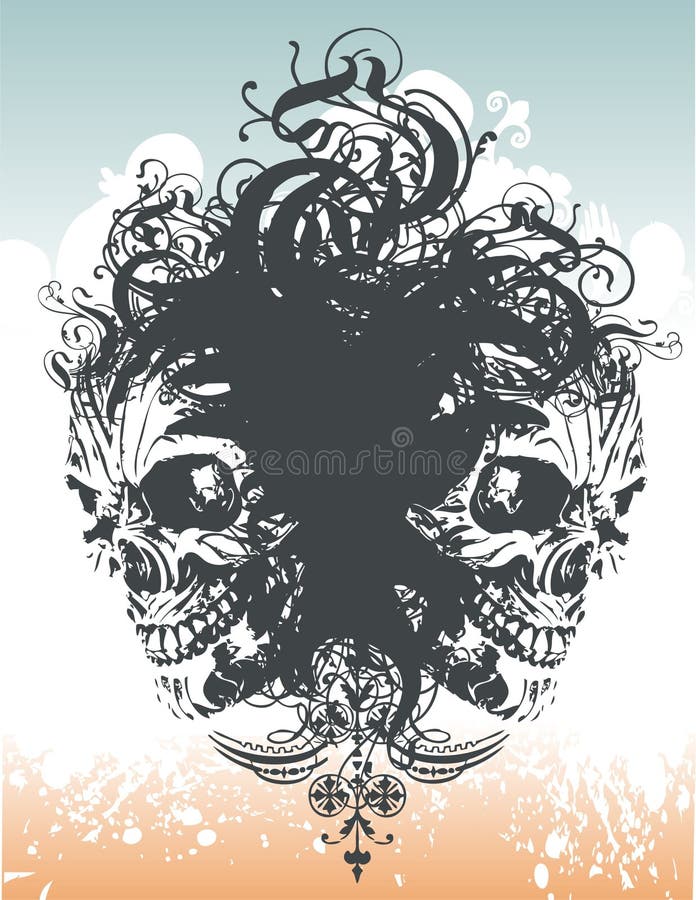 Wicked Skull Heraldry Illustration Stock Vector - Illustration of ...
