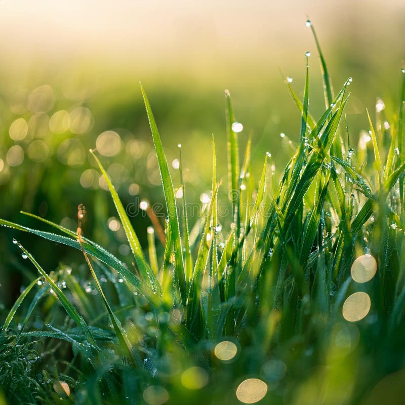 Dew on Fresh Green Grass on a Summers Morning Stock Image - Image of ...